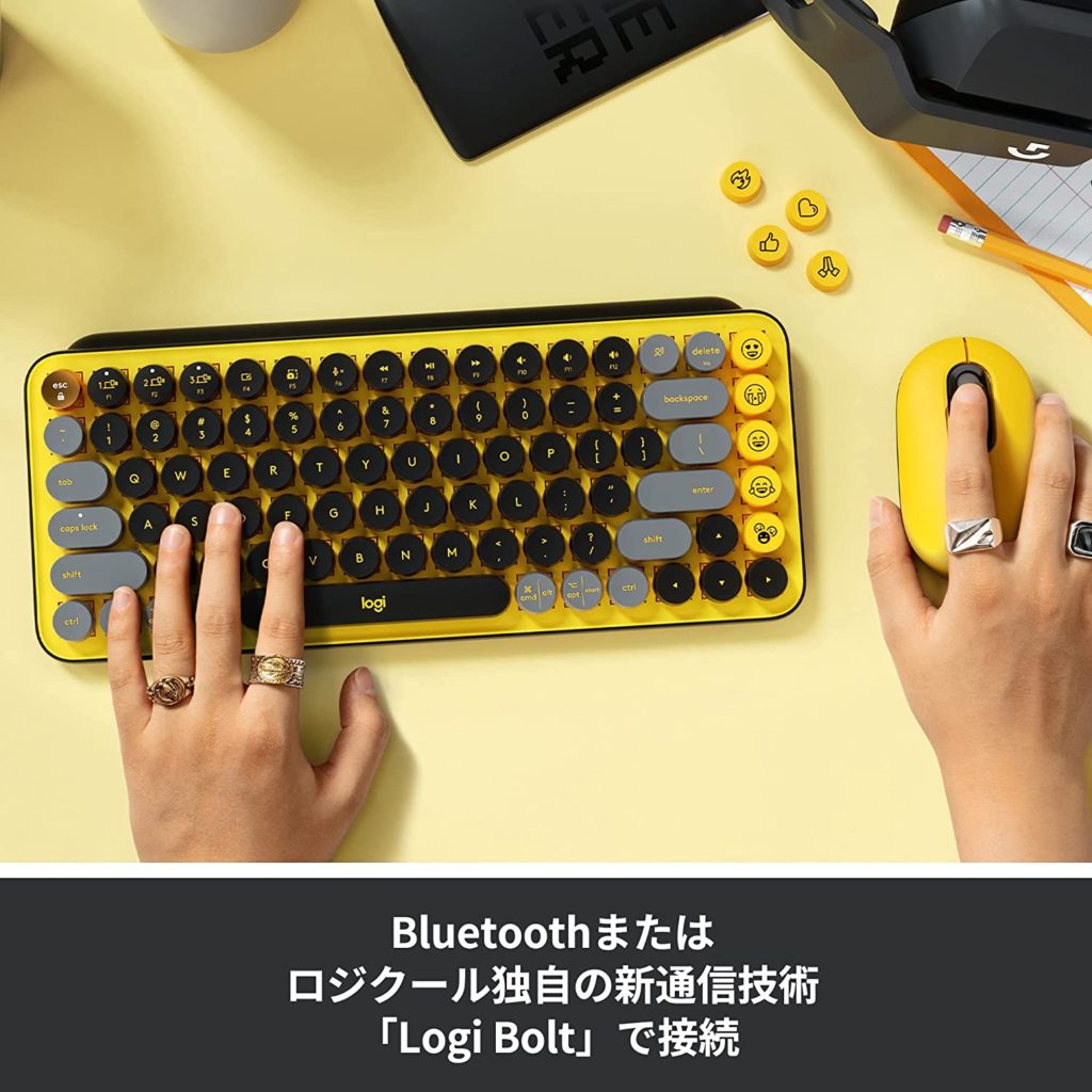 Logitech POP KEYS K730 Mechanical Wireless Keyboard (Yellow) - TITIP JEPANG