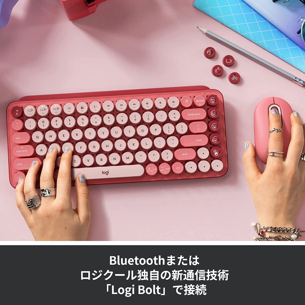 Logitech POP KEYS K730 Mechanical Wireless Keyboard (Roses) - TITIP JEPANG